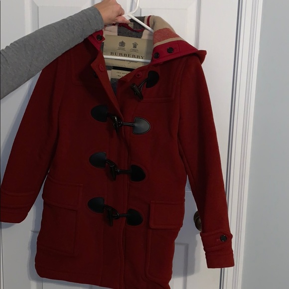 Burberry | Jackets & Coats | Burberry Red Wool Jacket | Poshmark